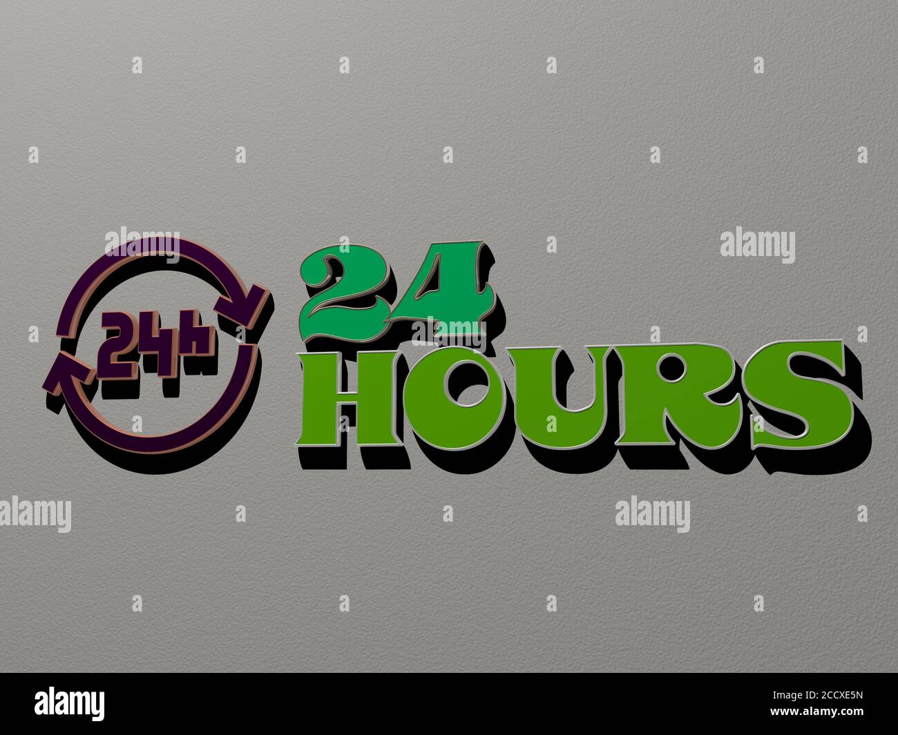 3D graphical image of 24 HOURS vertically along with text built by ...