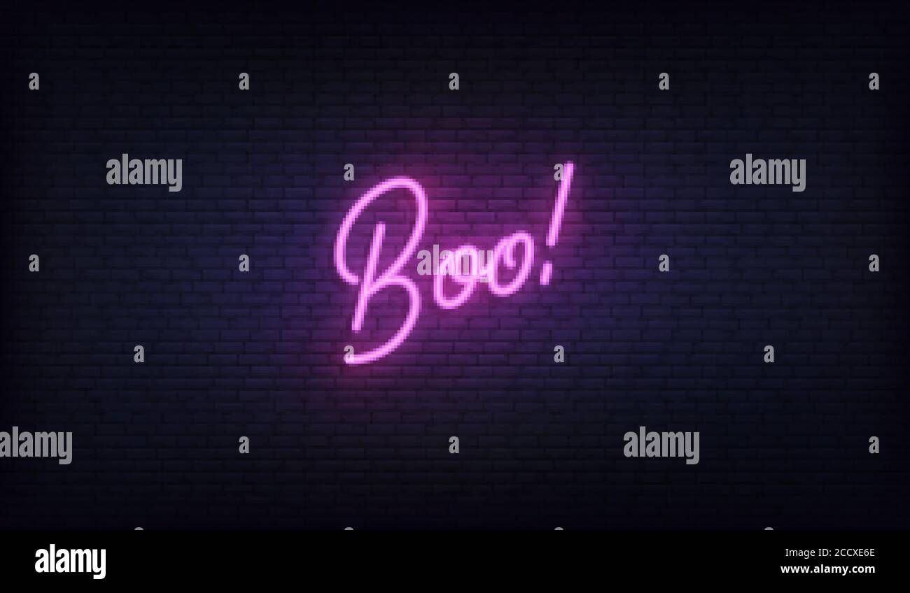 Boo lettering neon sign. Halloween holiday vector design Stock Vector ...