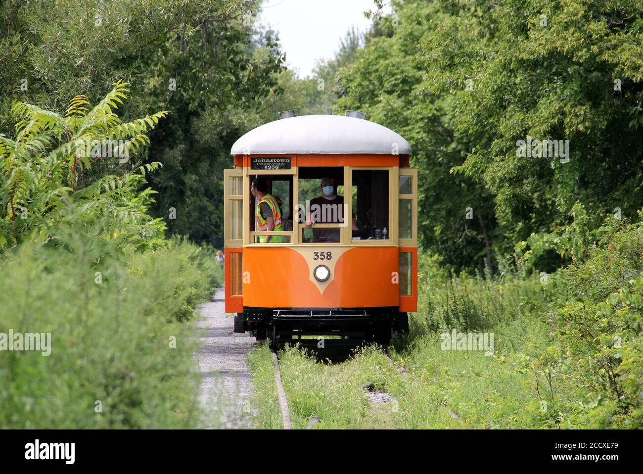 Vintage diesel trolley running on the Kingston Point Rail Trail Stock ...