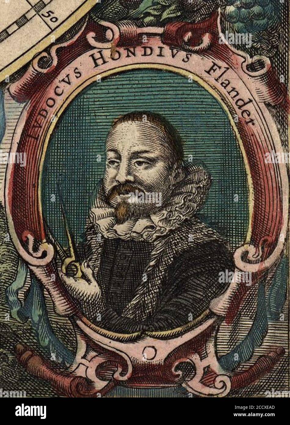 Jodocus Hondius by Henricus Hondius - detail of world map - 1640s Stock ...