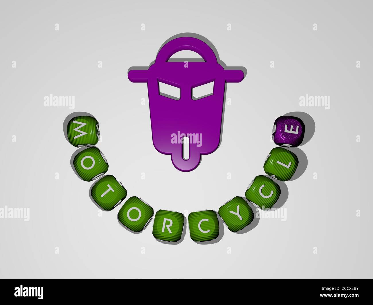 motorcycle text around the 3D icon, 3D illustration Stock Photo - Alamy
