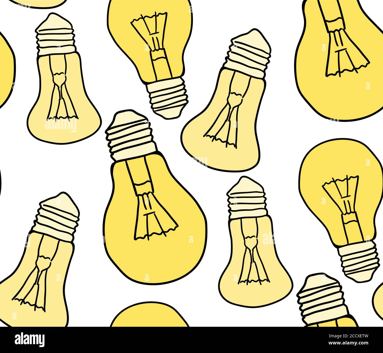 Seamless texture with cartoon bulbs on a white background. Vector ...
