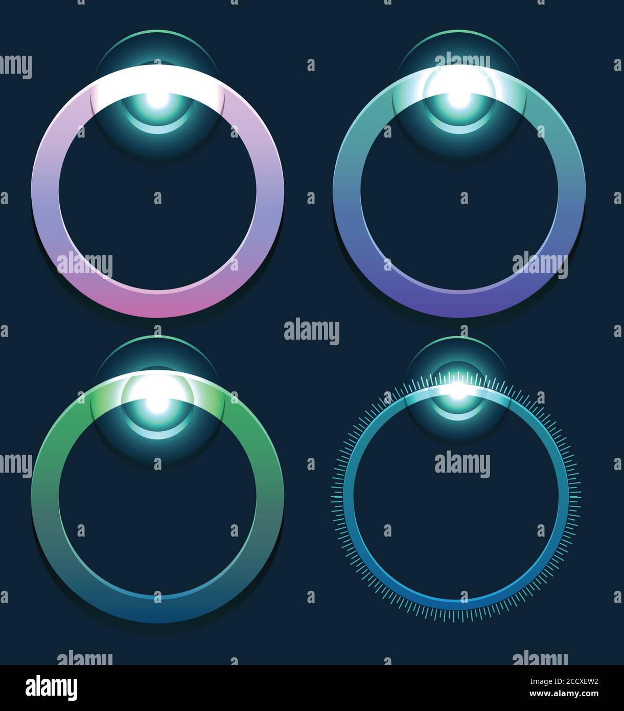 Set of glowing round sliders. Vector element for web sites, banners and ...