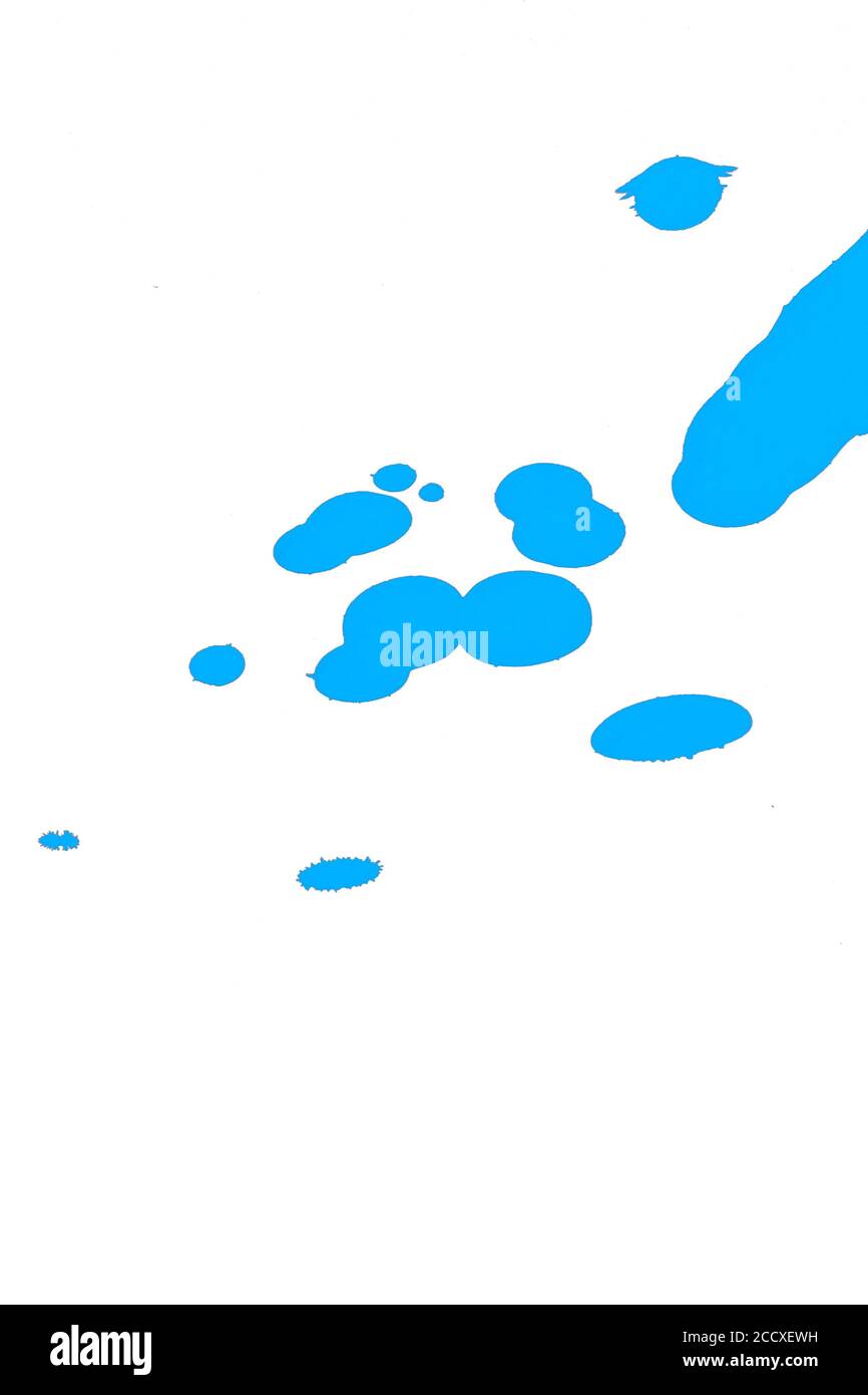 Blue ink stain effect on white background. Round color blots Stock ...