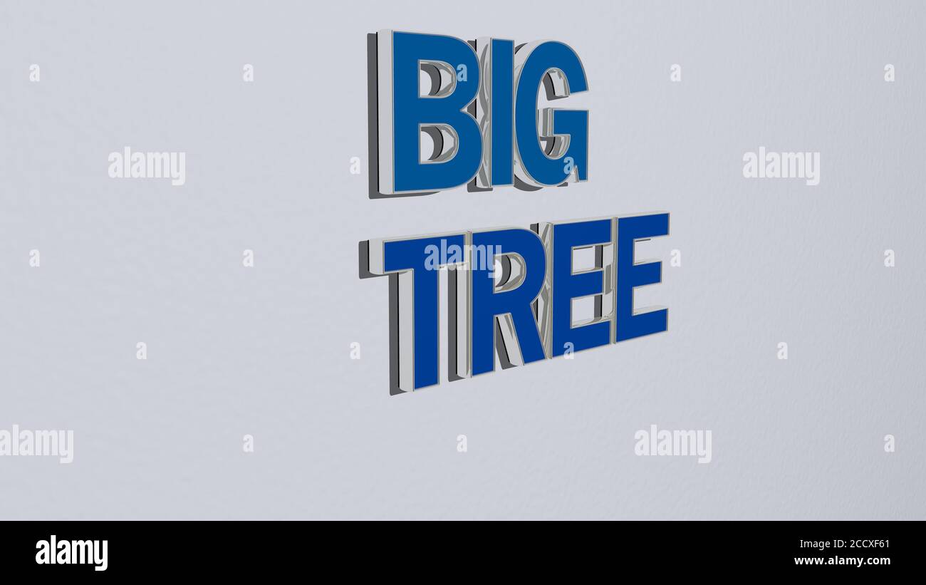 big tree text on the wall, 3D illustration Stock Photo - Alamy