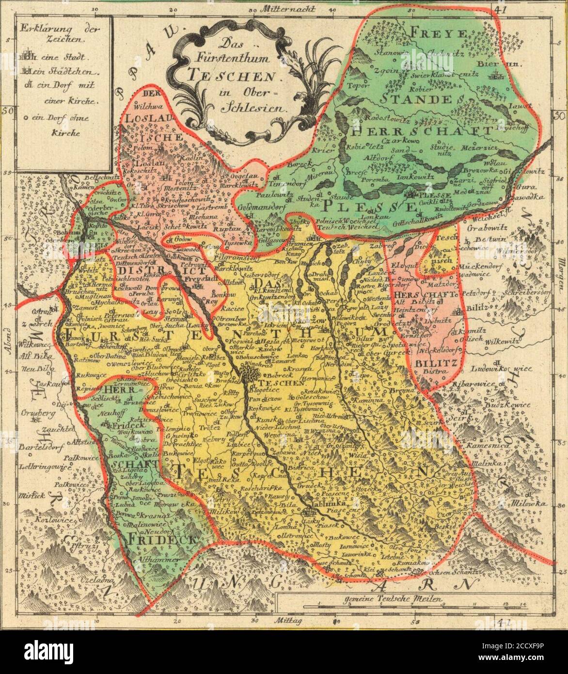 Vintage teschen map hi-res stock photography and images - Alamy