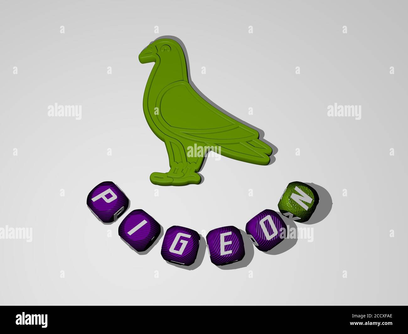 PIGEON text around the 3D icon, 3D illustration Stock Photo - Alamy