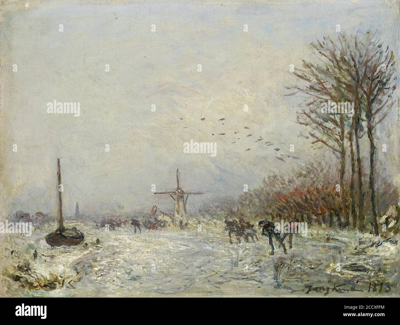 Johan Barthold Jongkind - Canal in Holland in de winter Stock Photo - Alamy