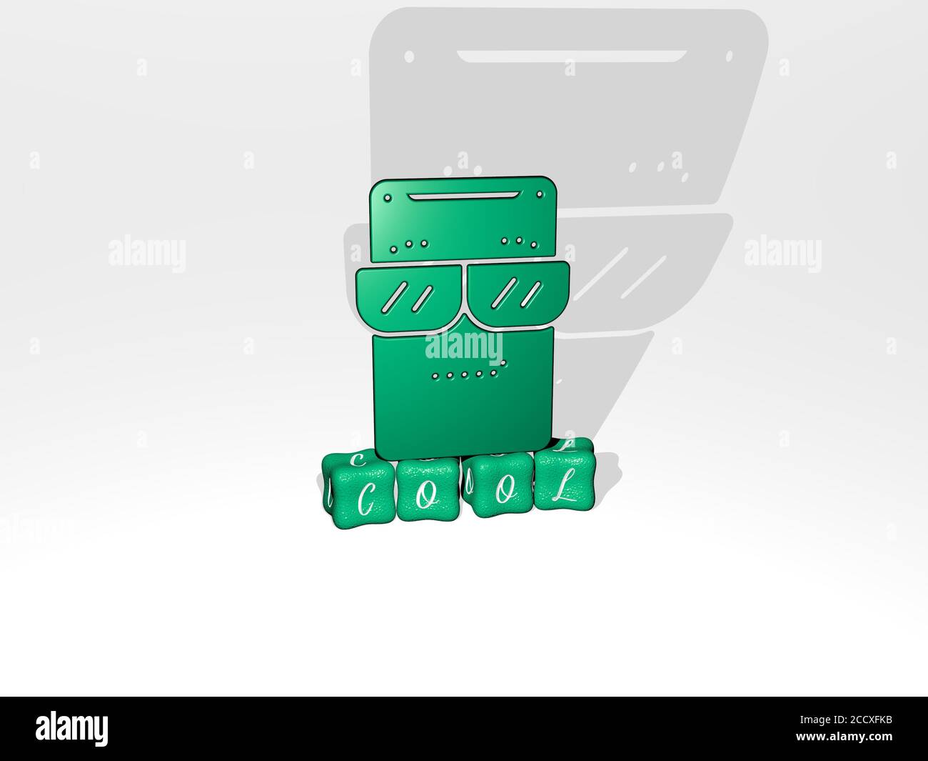 cool 3D icon on cubic text, 3D illustration Stock Photo - Alamy