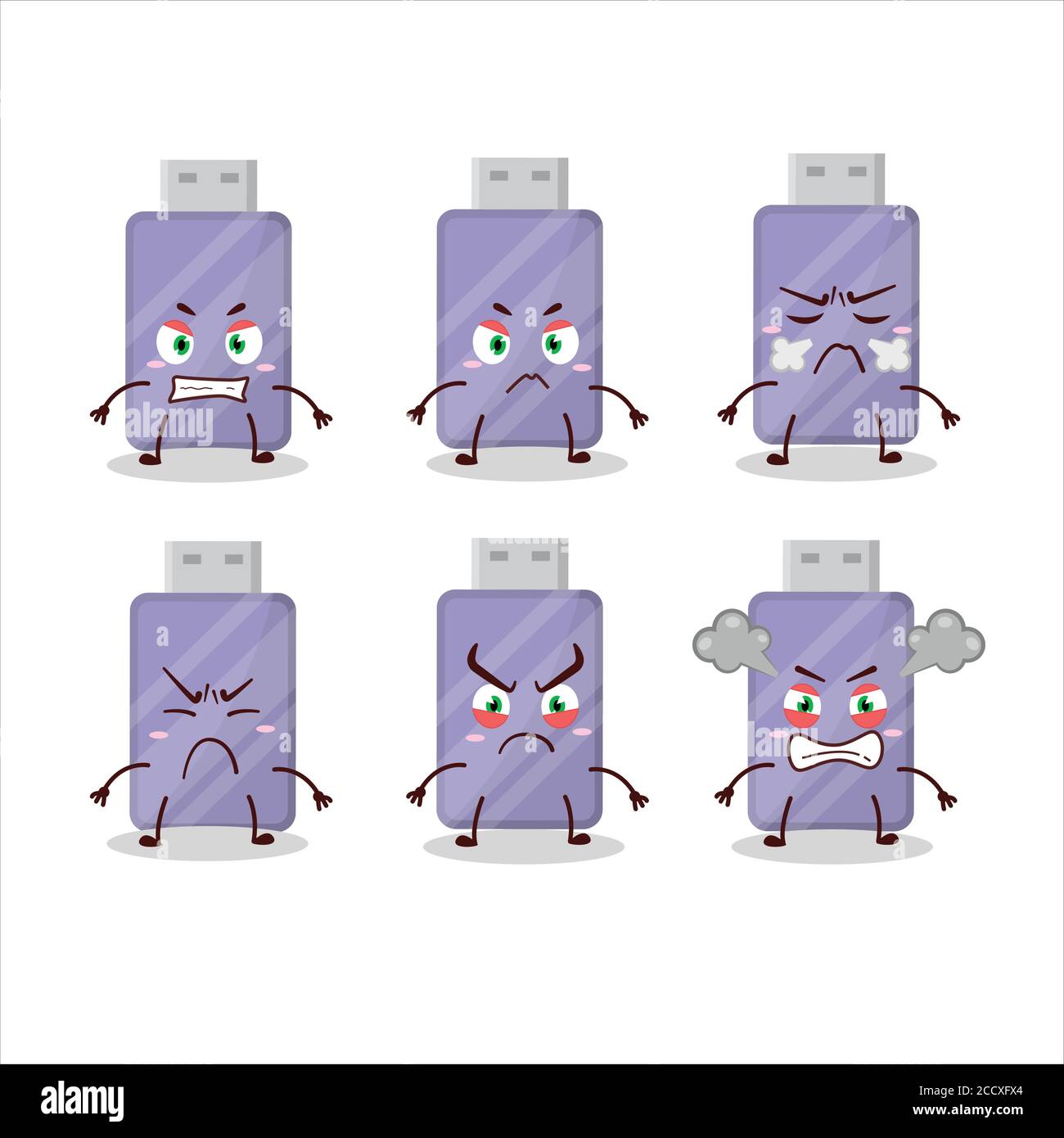 Flashdisk cartoon character with various angry expressions Stock Vector ...