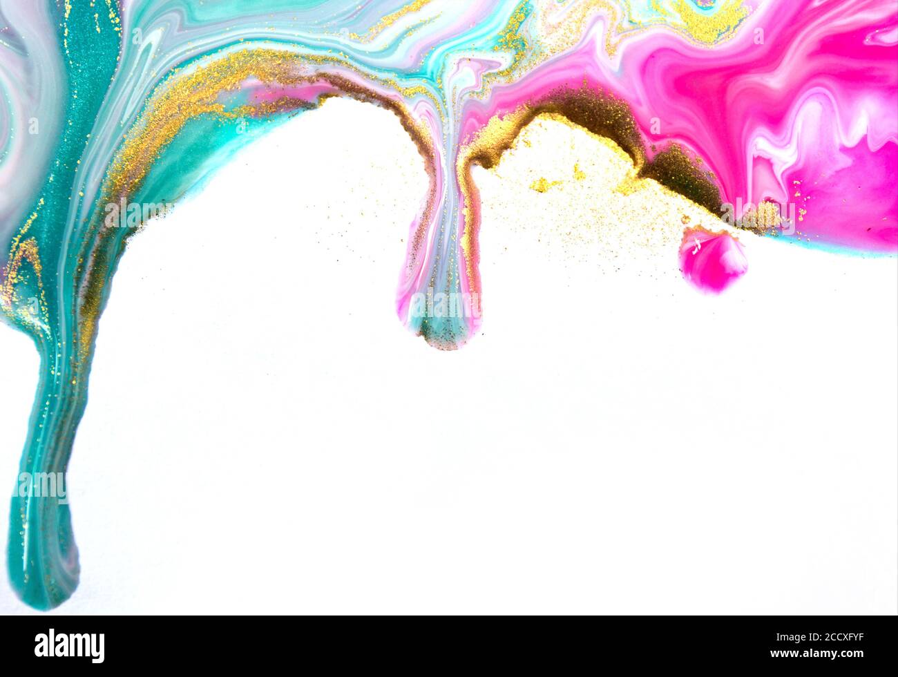 Drops and smudges of colorful mixed paint on white background Stock ...