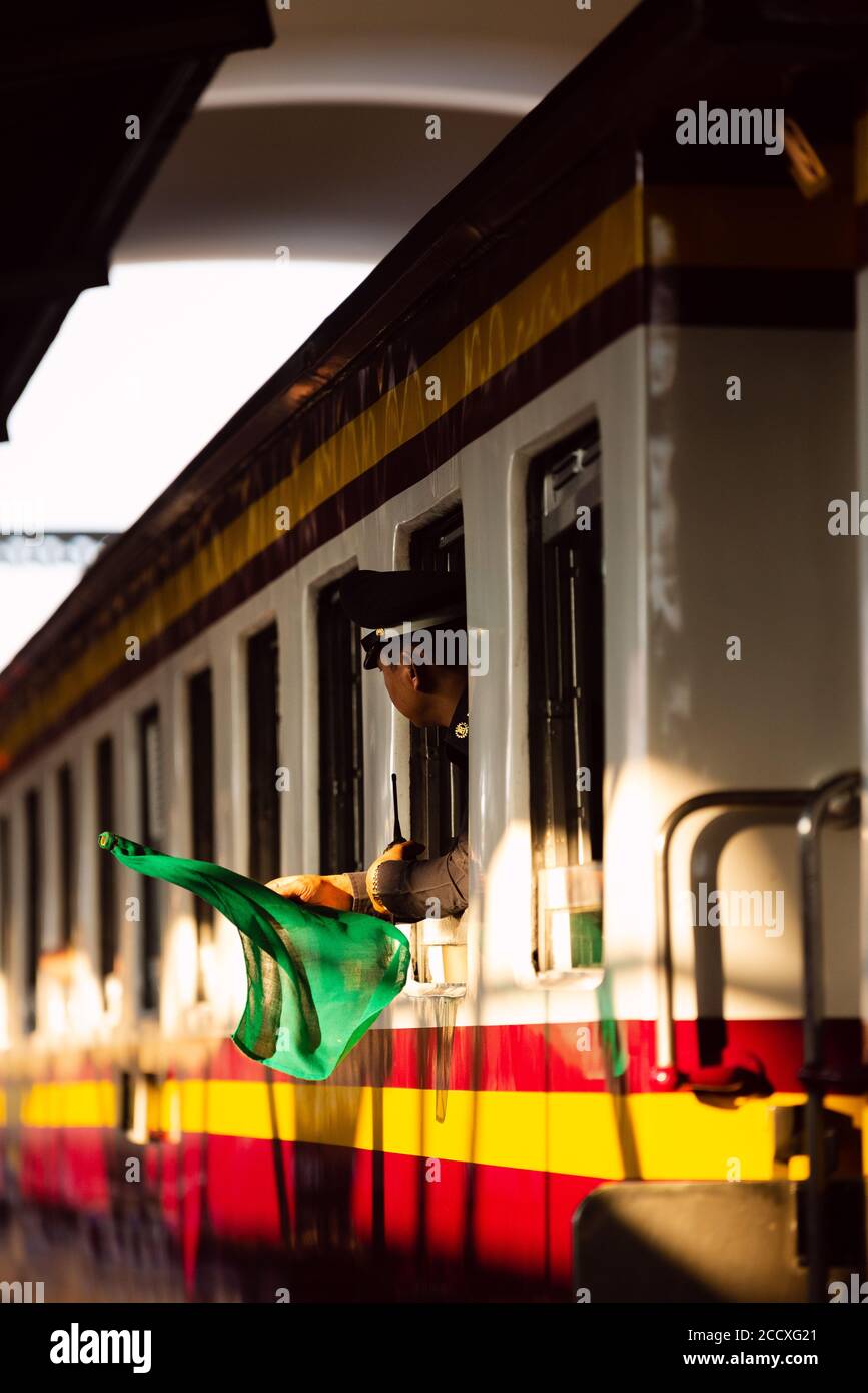 Train conductor flag hi-res stock photography and images - Alamy