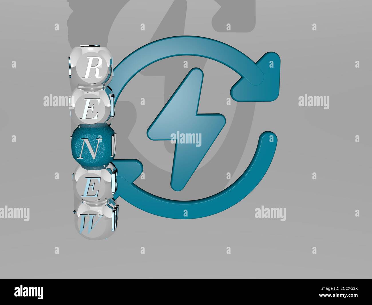 3D illustration of RENEW graphics and text around the icon made by ...