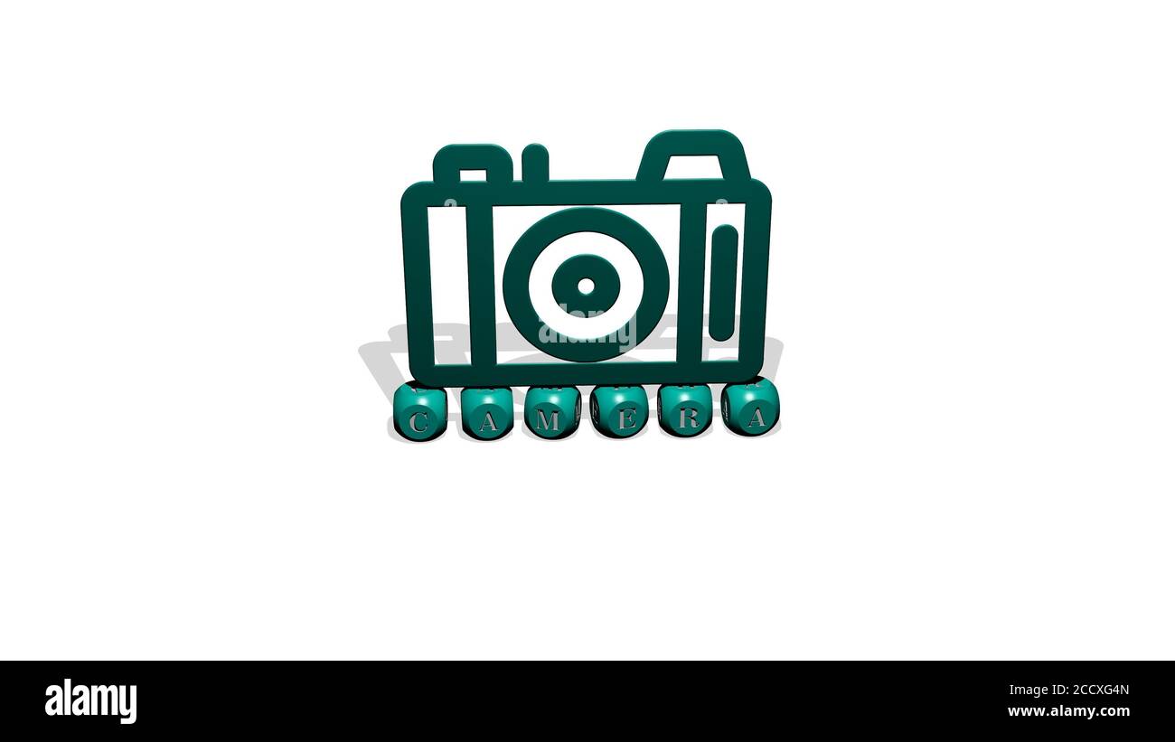 CAMERA 3D icon over cubic letters, 3D illustration Stock Photo - Alamy