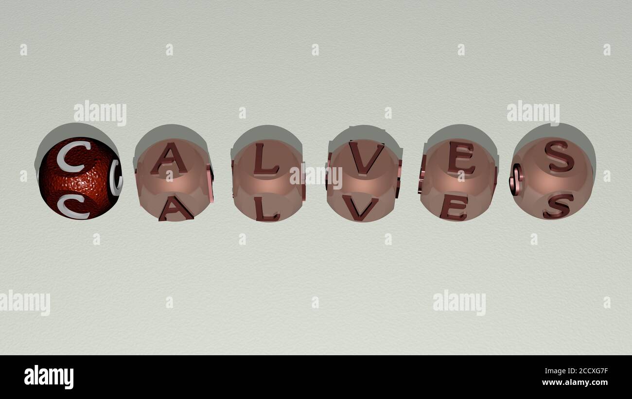 calves text by cubic dice letters, 3D illustration Stock Photo - Alamy