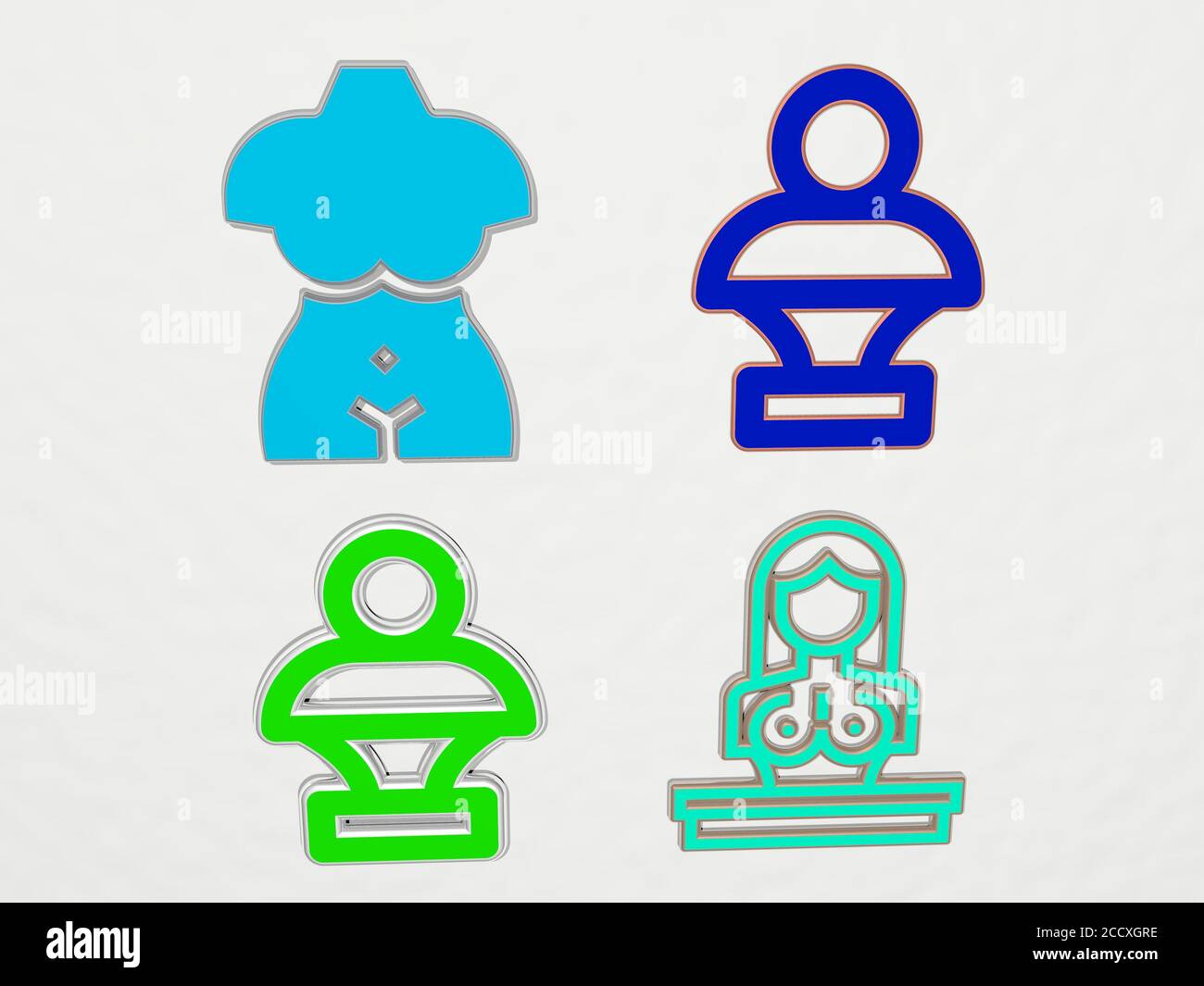 bust 4 icons set, 3D illustration Stock Photo - Alamy