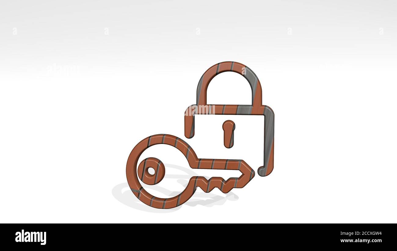 KEY LOCK 3D icon standing on the floor, 3D illustration Stock Photo - Alamy