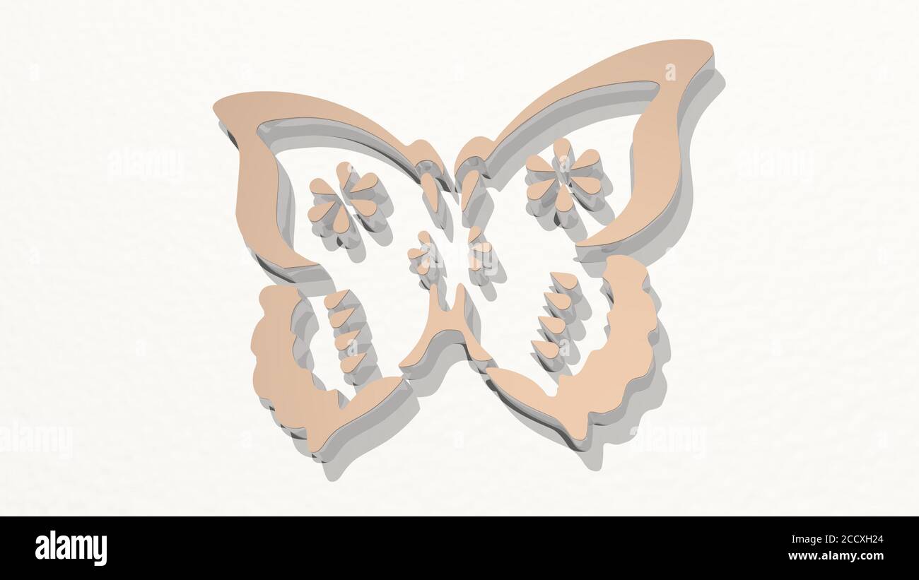 BUTTERFLY 3D drawing icon, 3D illustration Stock Photo - Alamy