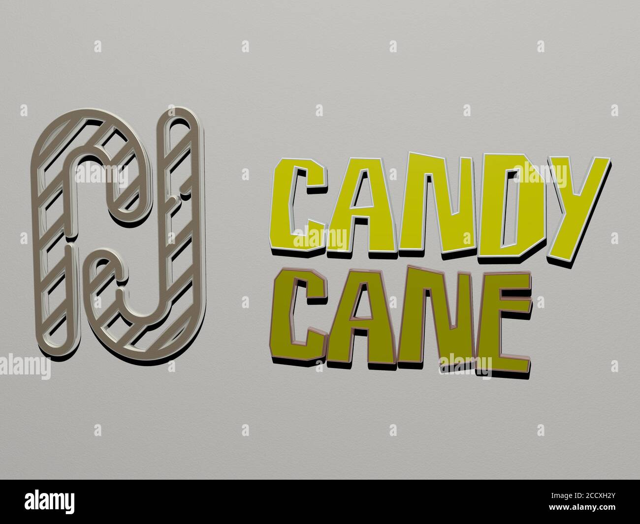 CANDY CANE icon and text on the wall, 3D illustration Stock Photo - Alamy