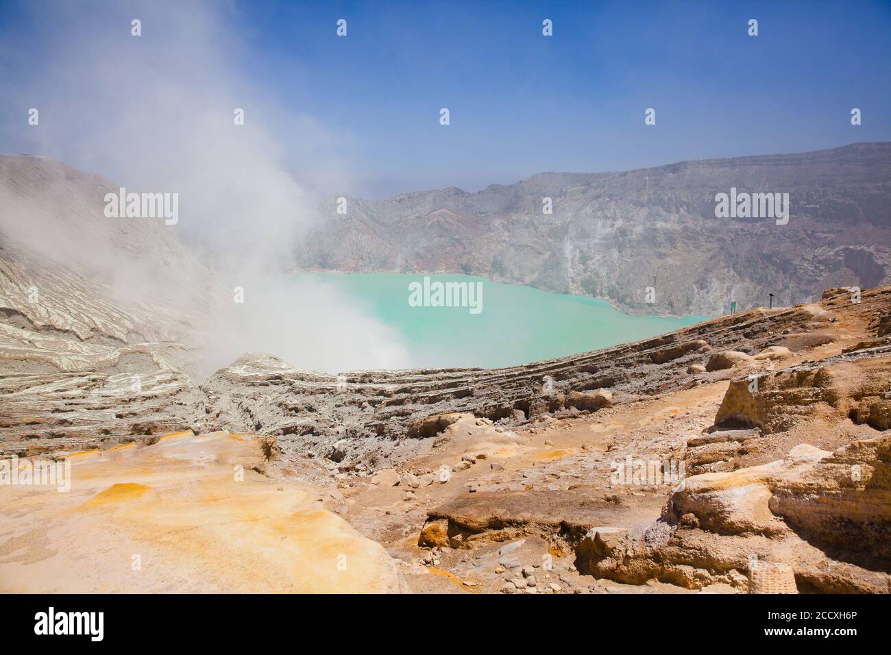 Lake in a crater Volcano Ijen, Java,Indonesia. Lake in the crater of a ...