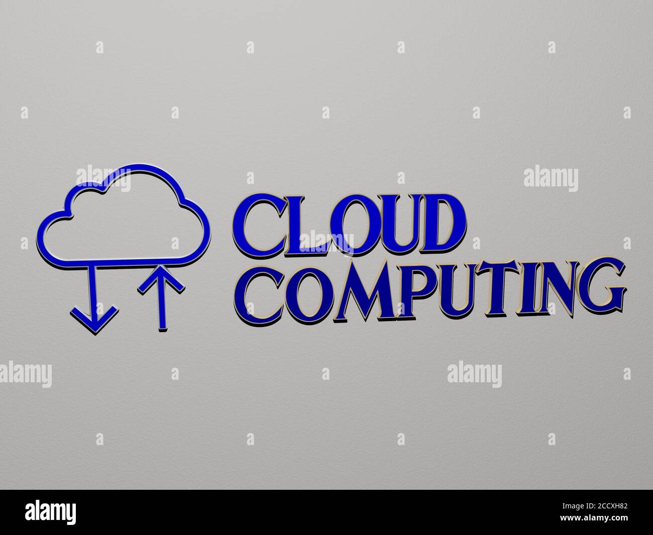 cloud computing icon and text on the wall, 3D illustration Stock Photo ...
