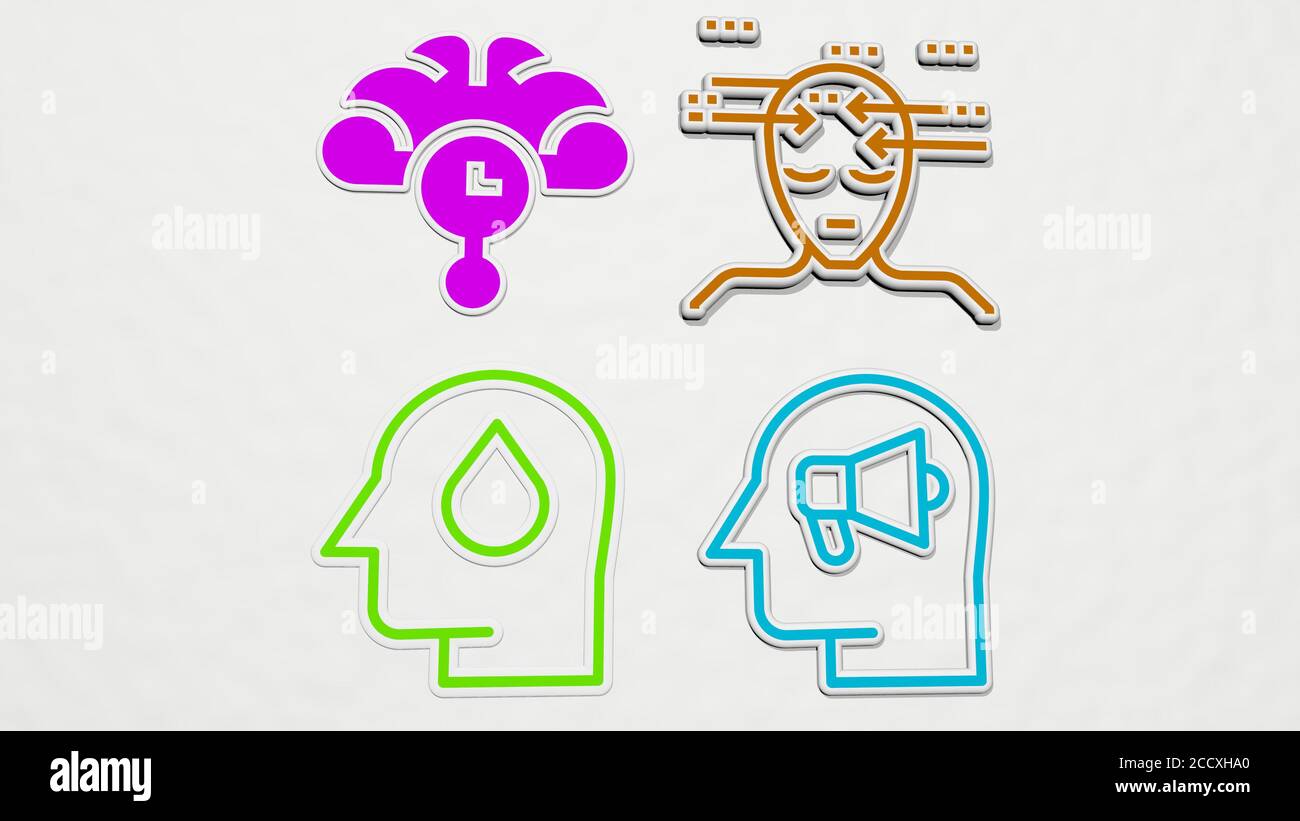 thinking colorful set of icons, 3D illustration Stock Photo - Alamy