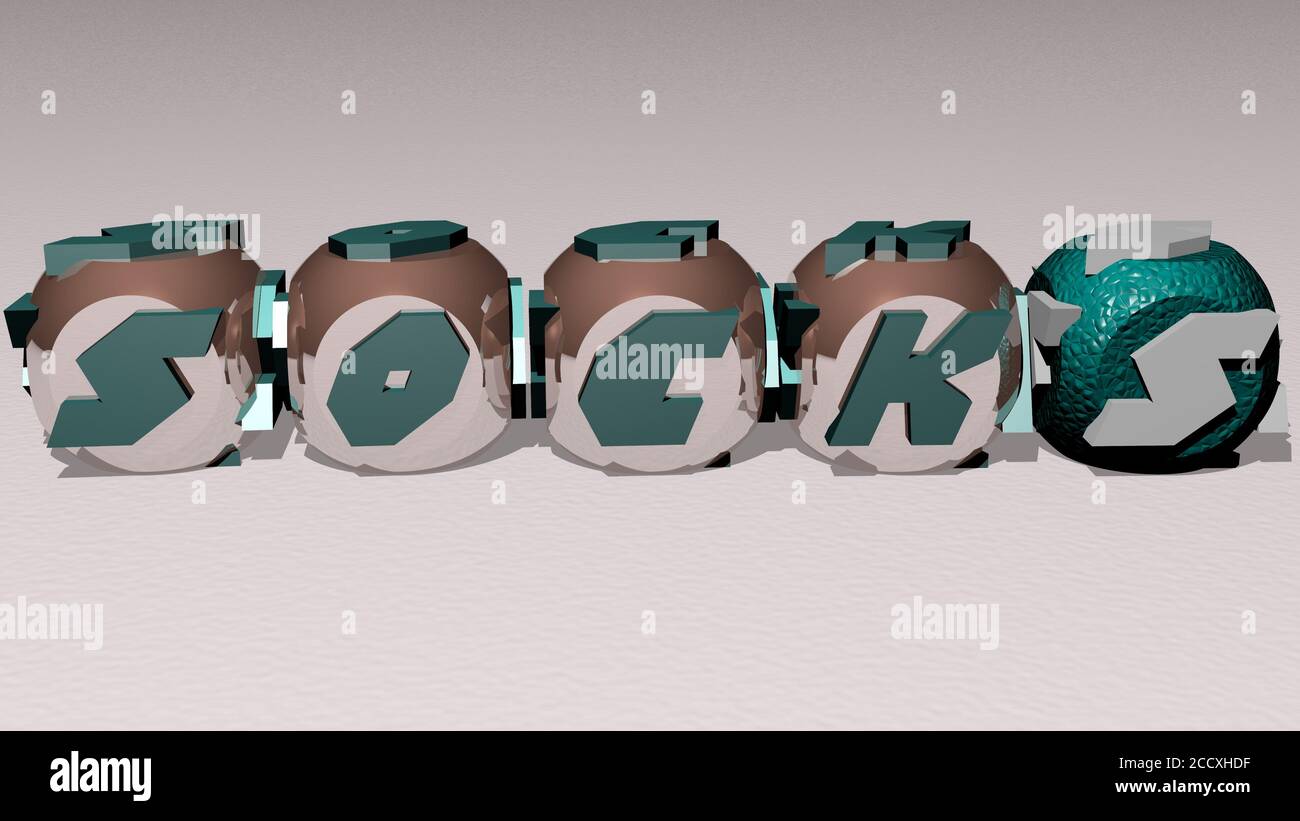 SOCKS text by cubic dice letters, 3D illustration Stock Photo - Alamy