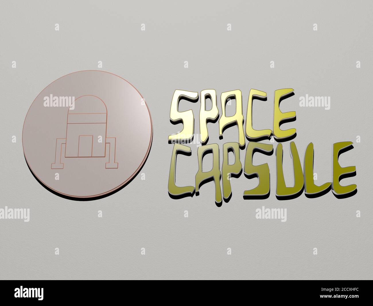 SPACE CAPSULE icon and text on the wall, 3D illustration Stock Photo ...