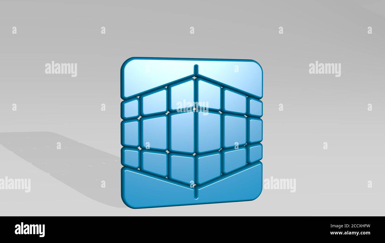 GRID PERSPECTIVE 3D icon casting shadow, 3D illustration Stock Photo ...