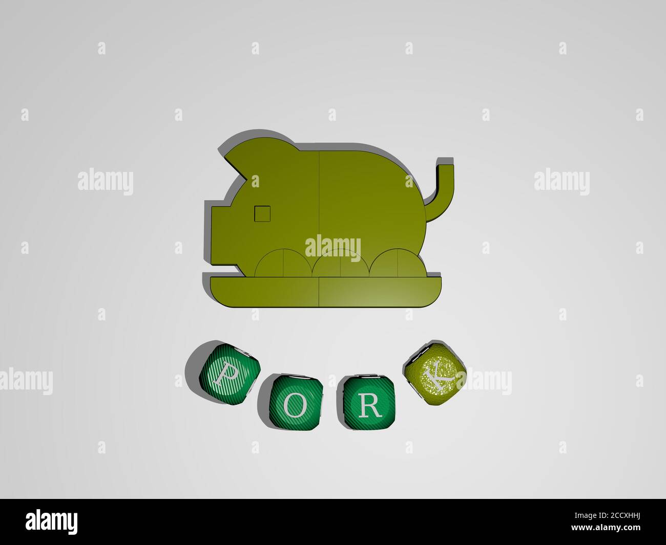 pork text around the 3D icon, 3D illustration Stock Photo - Alamy