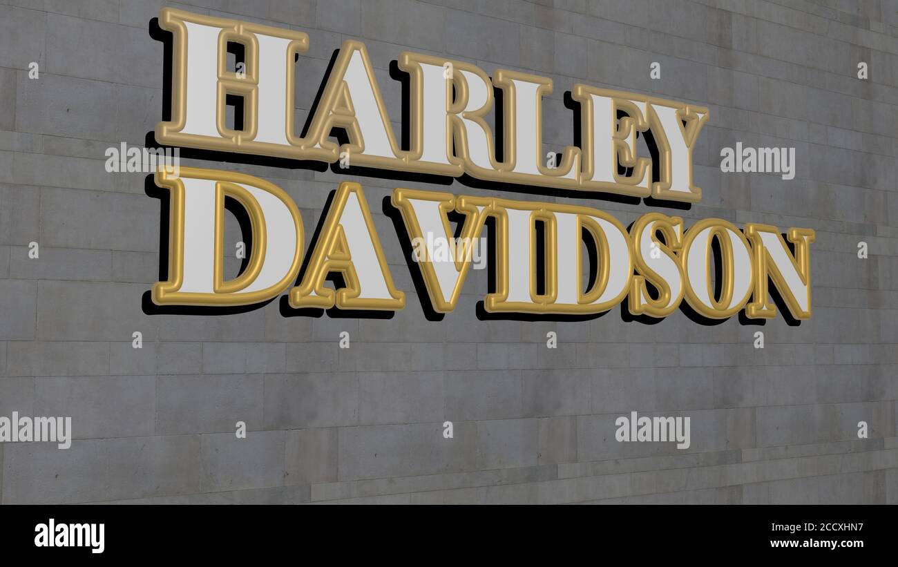 harley davidson text on textured wall, 3D illustration Stock Photo - Alamy