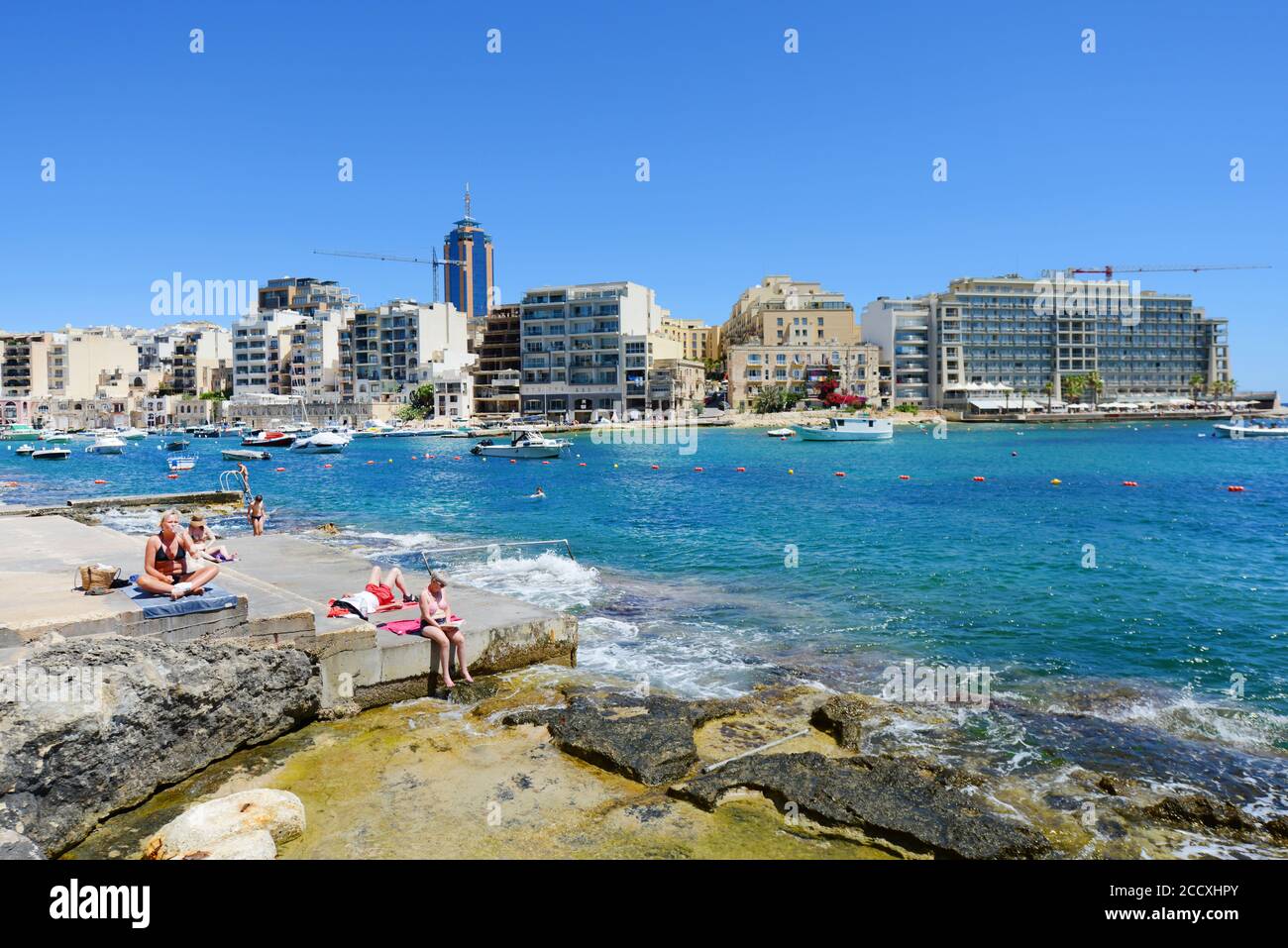 Maltese coast in St Julian's, Malta Stock Photo - Alamy