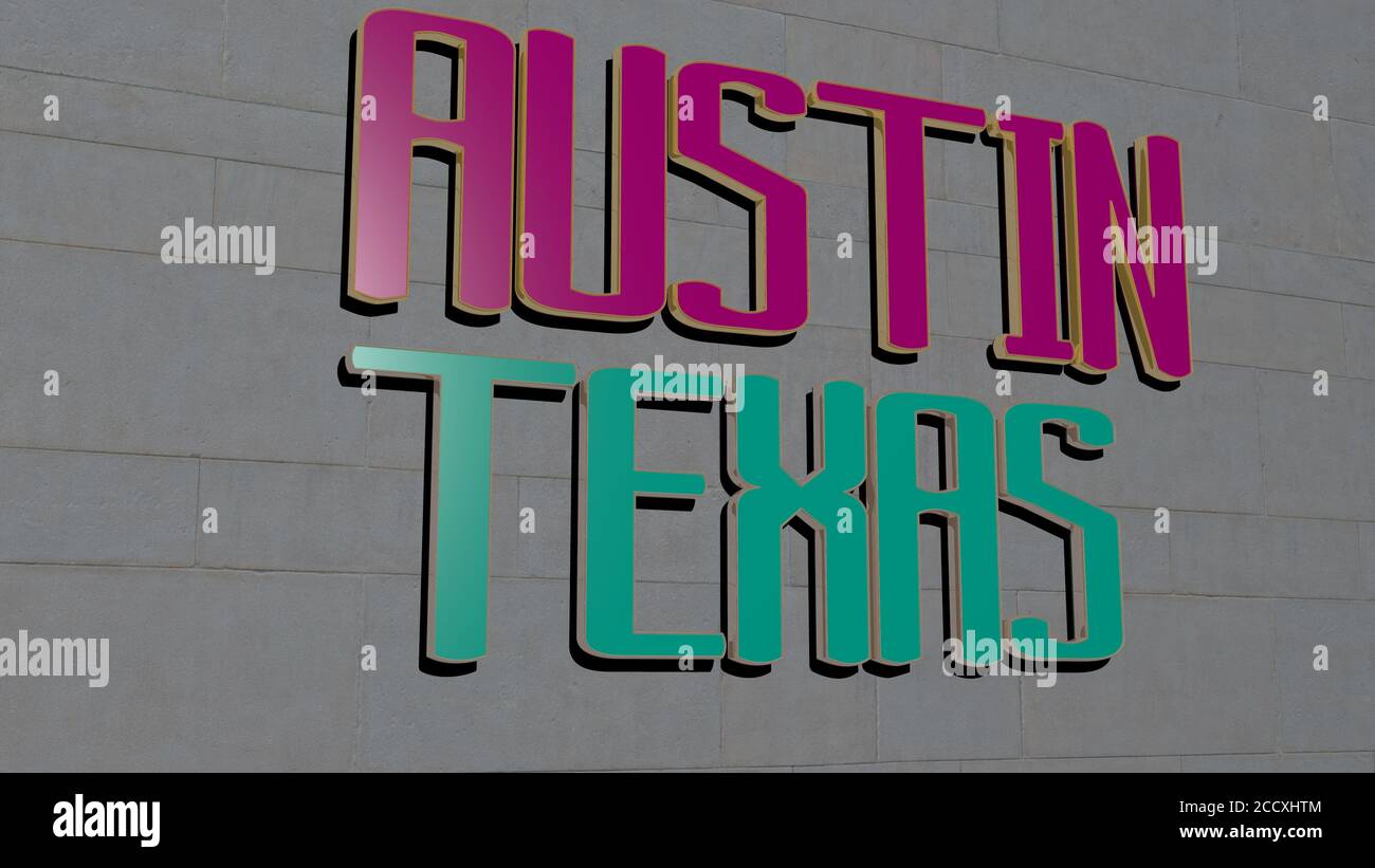 AUSTIN TEXAS text on textured wall, 3D illustration Stock Photo - Alamy