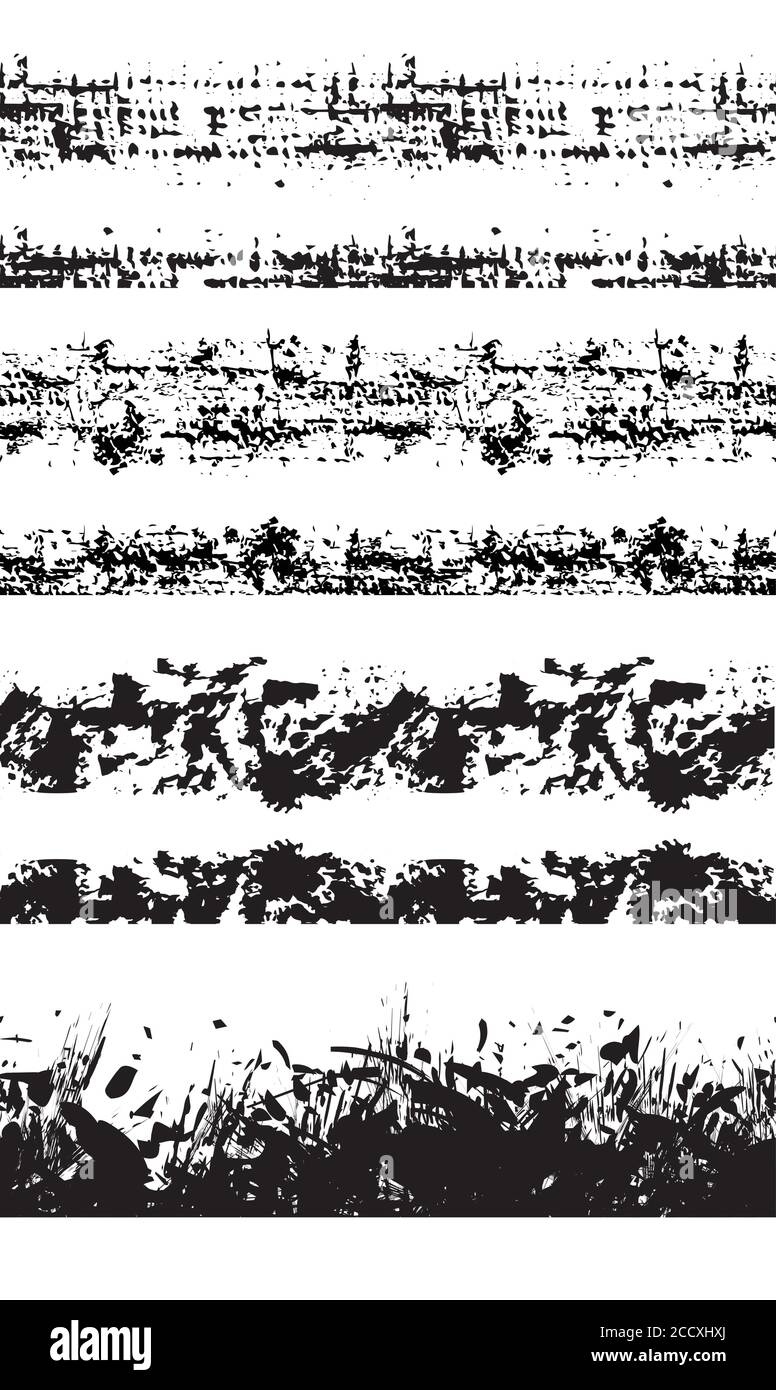 Set of seamless grunge borders with scrapes and scratches. Pencil ...