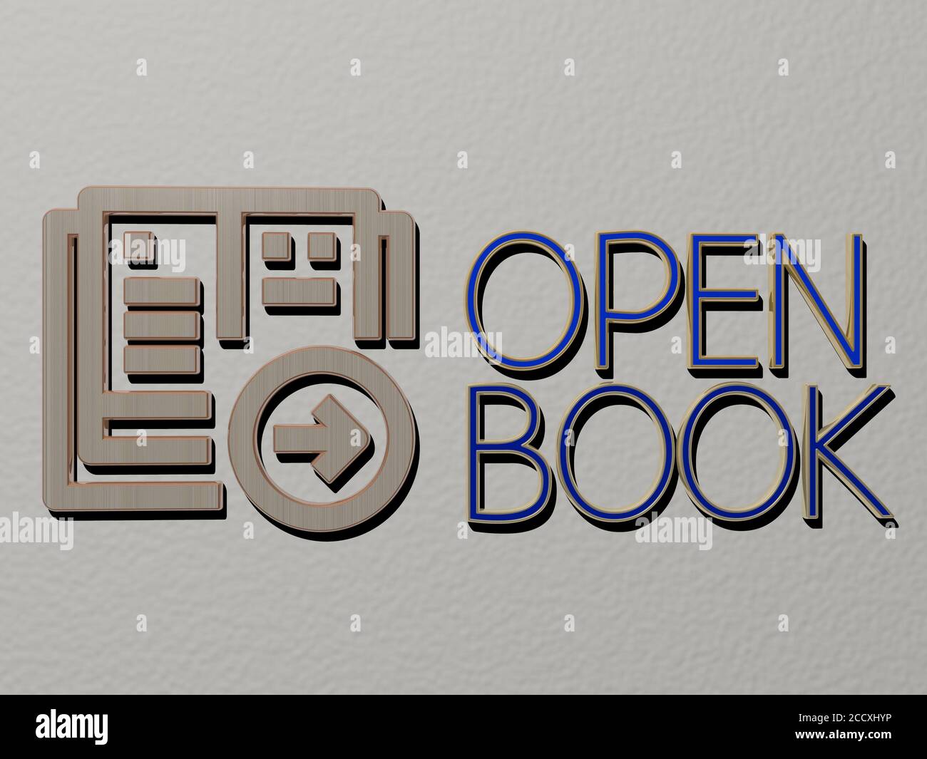 OPEN BOOK icon and text on the wall, 3D illustration Stock Photo - Alamy