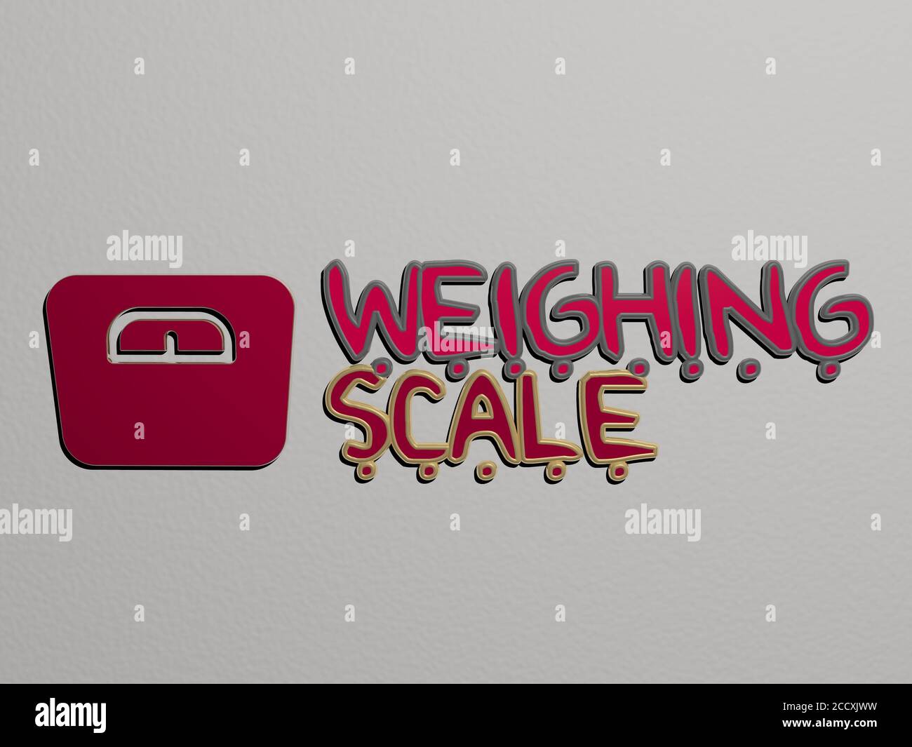 WEIGHING SCALE icon and text on the wall, 3D illustration Stock Photo ...