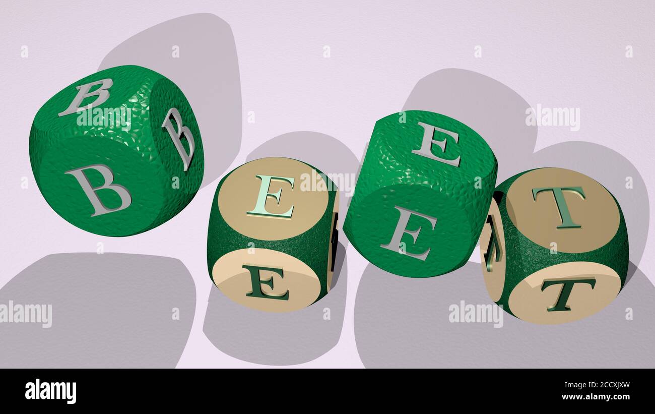 beet text by dancing dice letters, 3D illustration Stock Photo - Alamy