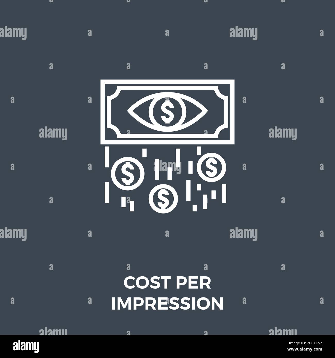 Cost Per Impression Related Vector Thin Line Icon Stock Vector Image ...