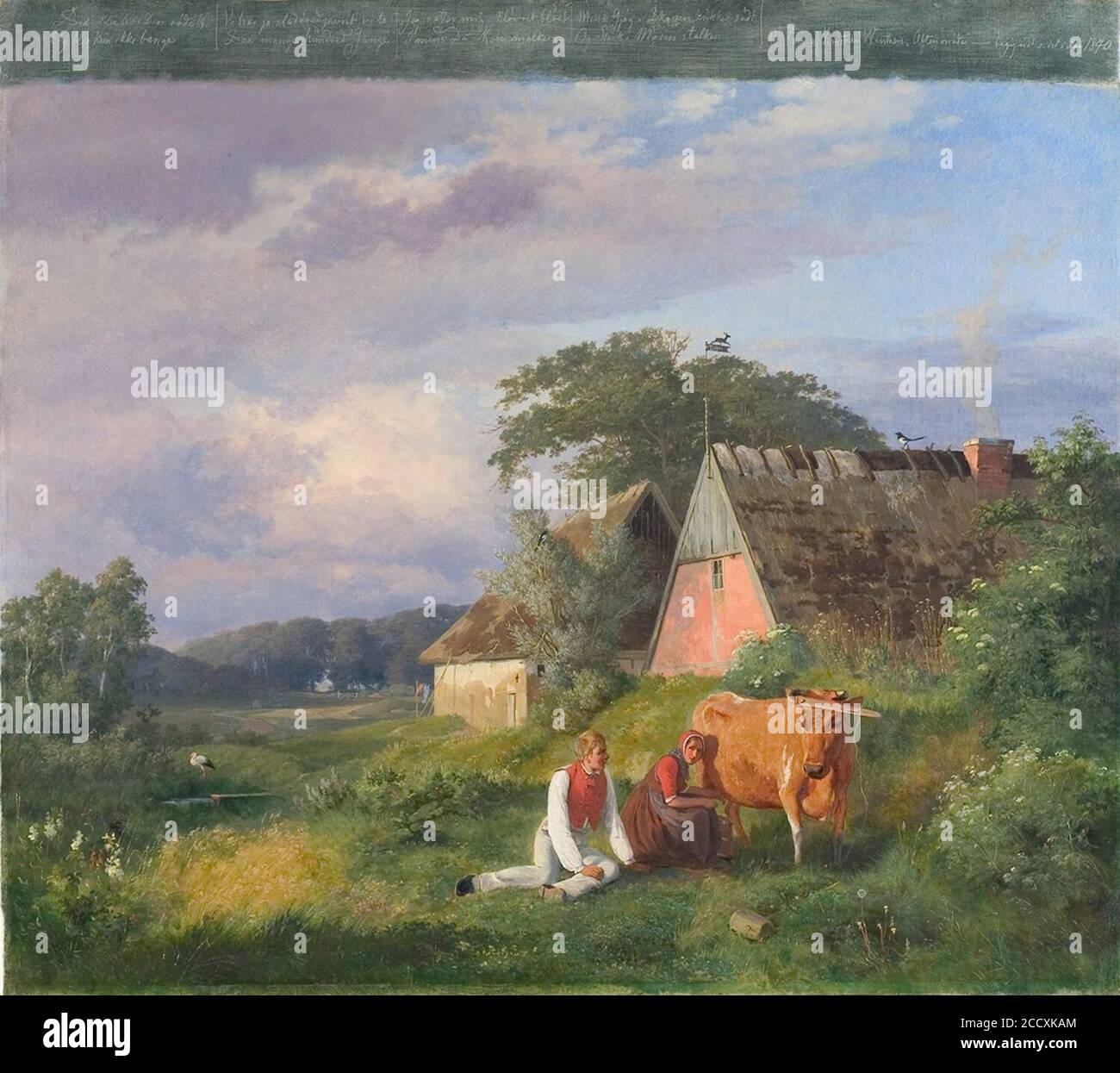 Johan Thomas Lundbye - Milking scene. Illustrating a poem by Christian ...