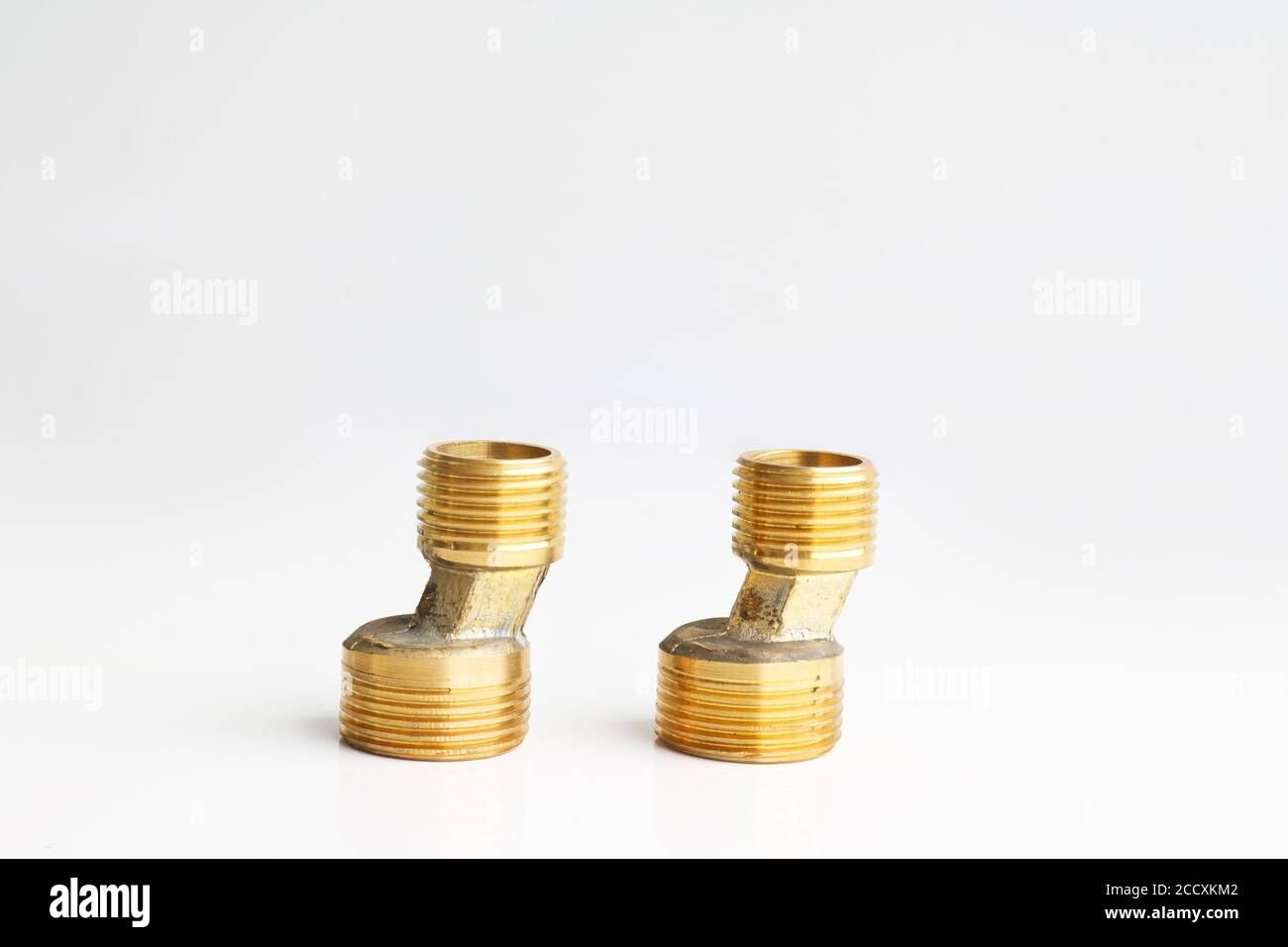 Metal brass water pipe fittings. Materials for plumbing works Stock ...