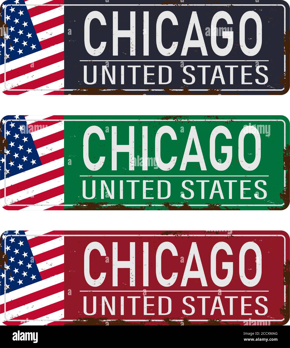 Chicago vintage rusty metal sign set on a white background, vector ...