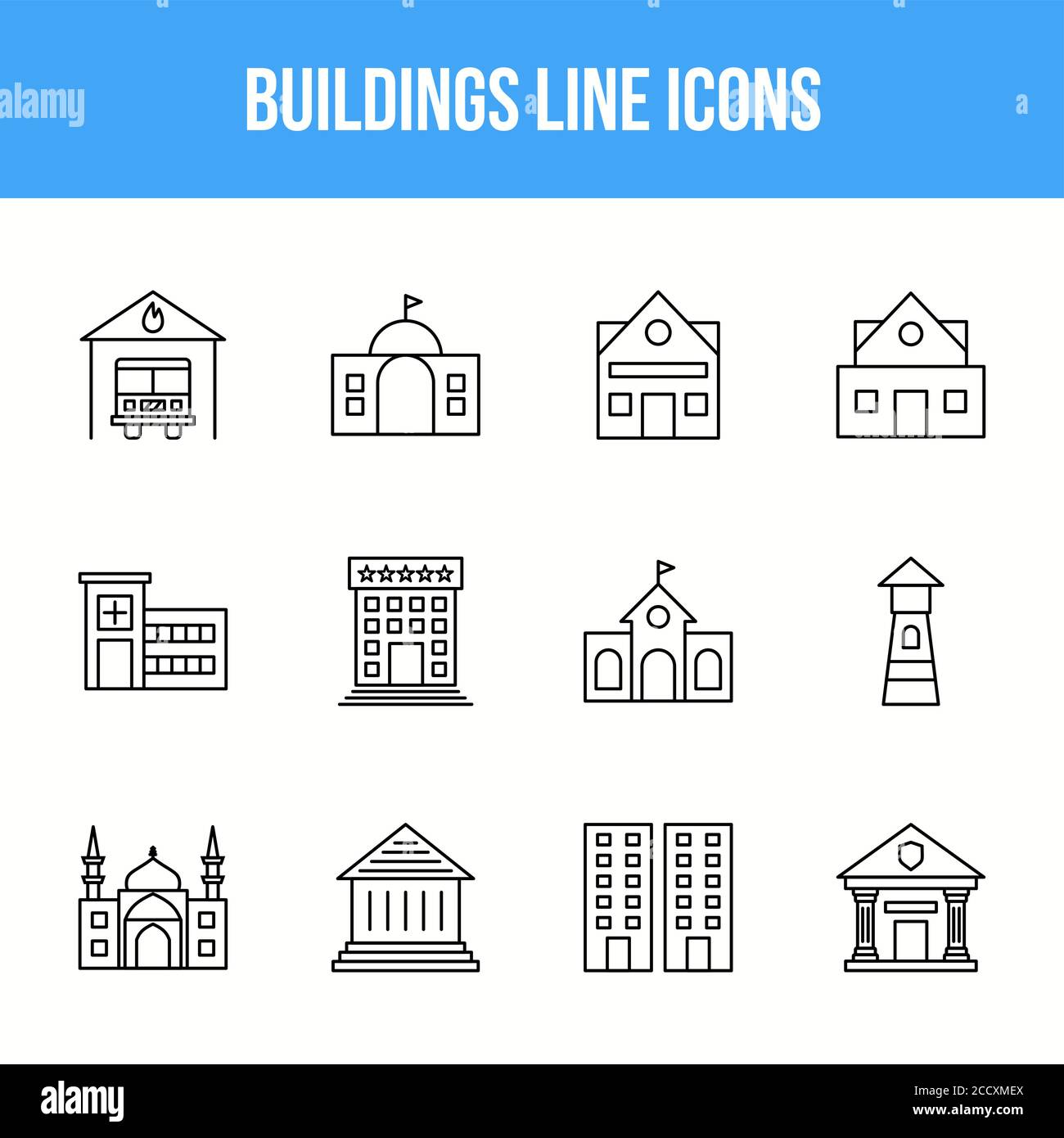 Unique Buildings Line icon set Stock Vector Image & Art - Alamy