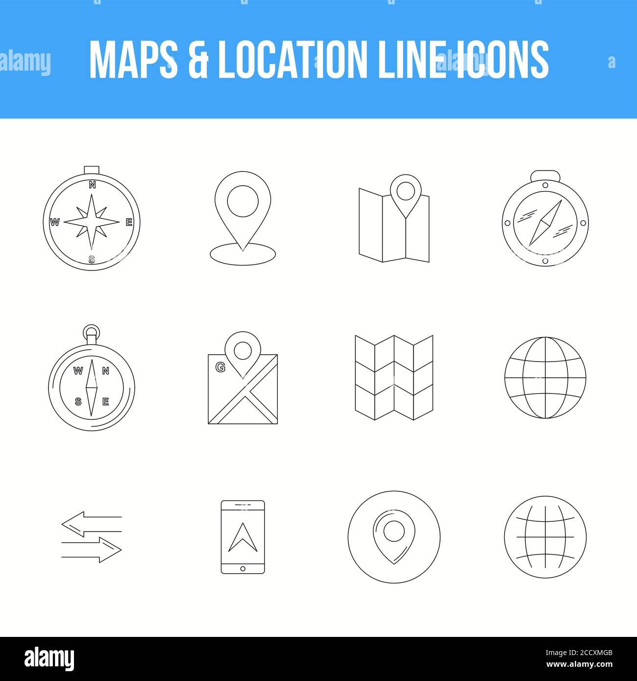 Unique Maps & location Line icon set Stock Vector Image & Art - Alamy