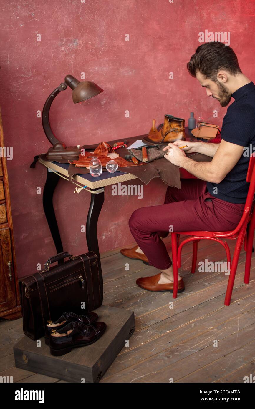 the art of making shoes. shoe design. creation of fashion footwear ...