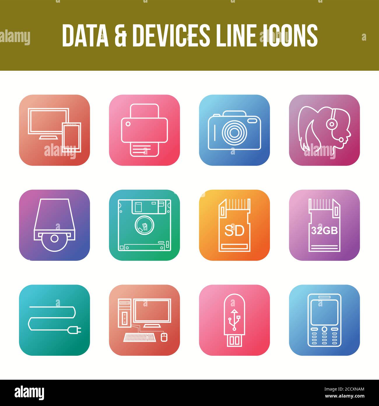 Unique Data & Devices Line icon set Stock Vector Image & Art - Alamy