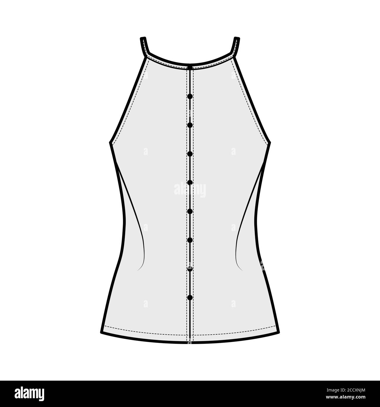 Camisole technical fashion illustration with relaxed fit, thin ...