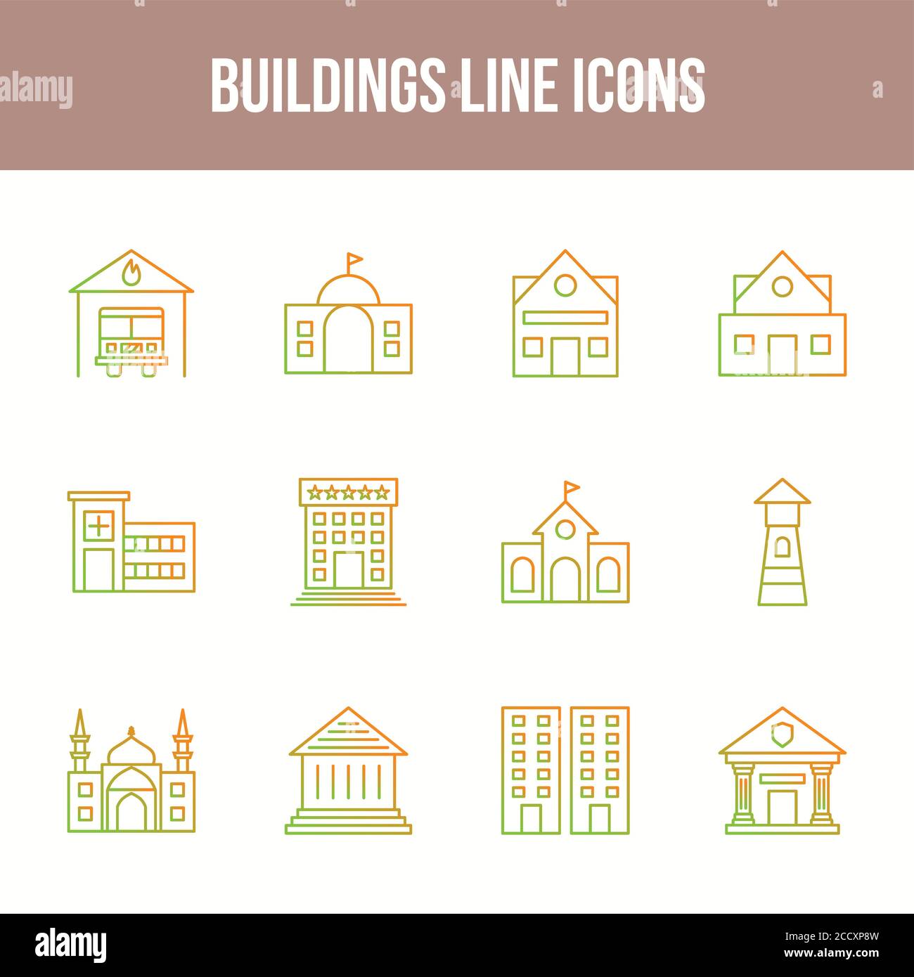 Unique Buildings Line icon set Stock Vector Image & Art - Alamy