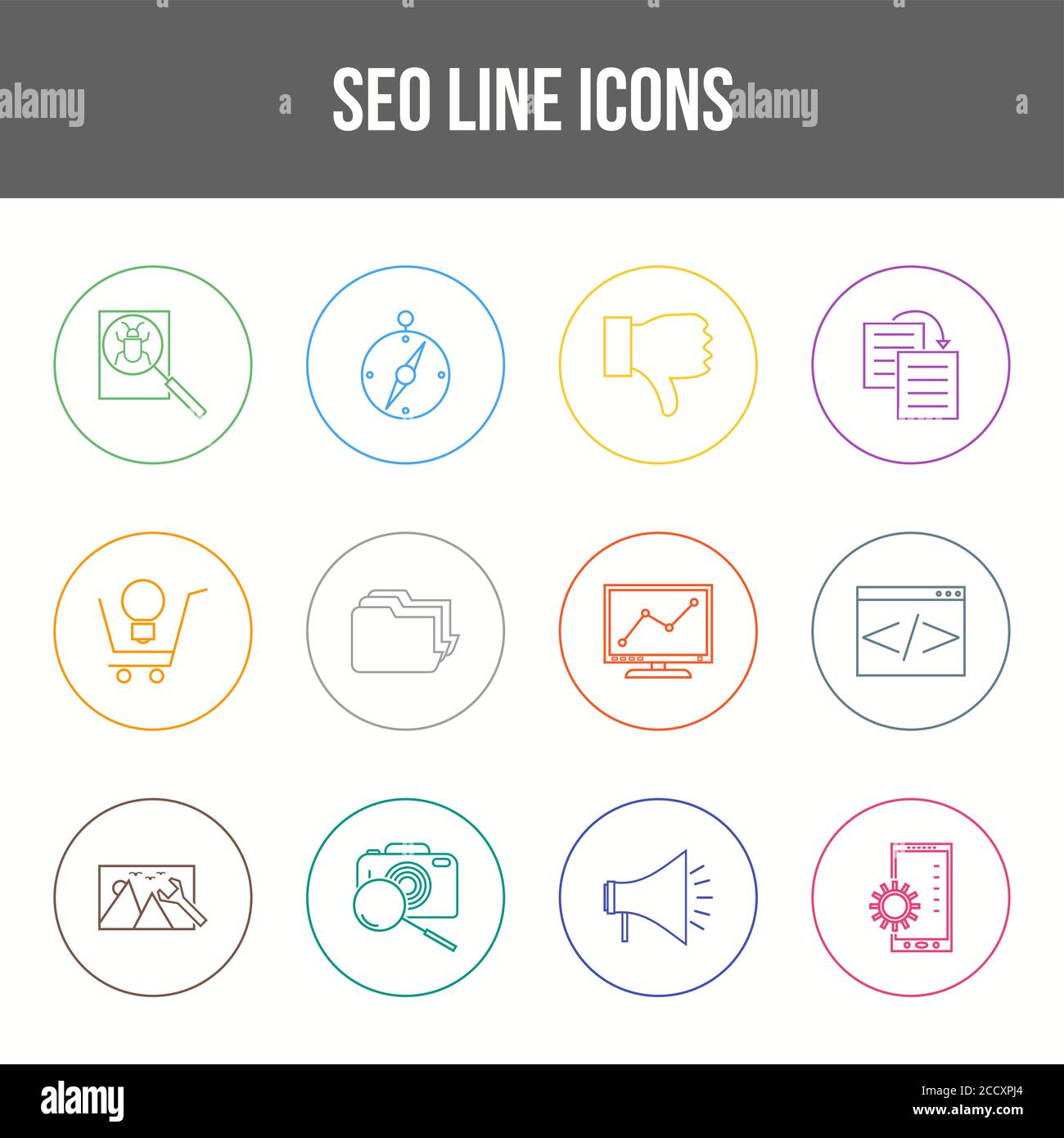 Unique SEO Line icon set Stock Vector Image & Art - Alamy