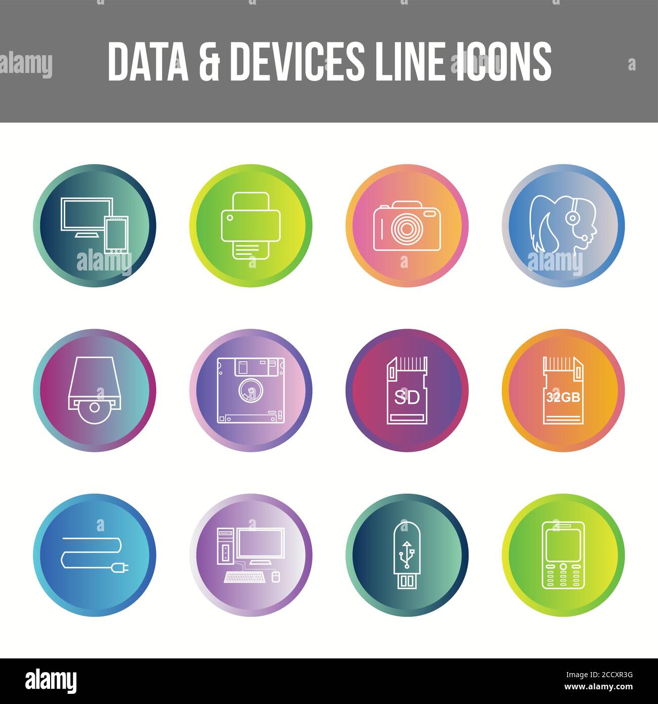 Unique Data & Devices Line icon set Stock Vector Image & Art - Alamy