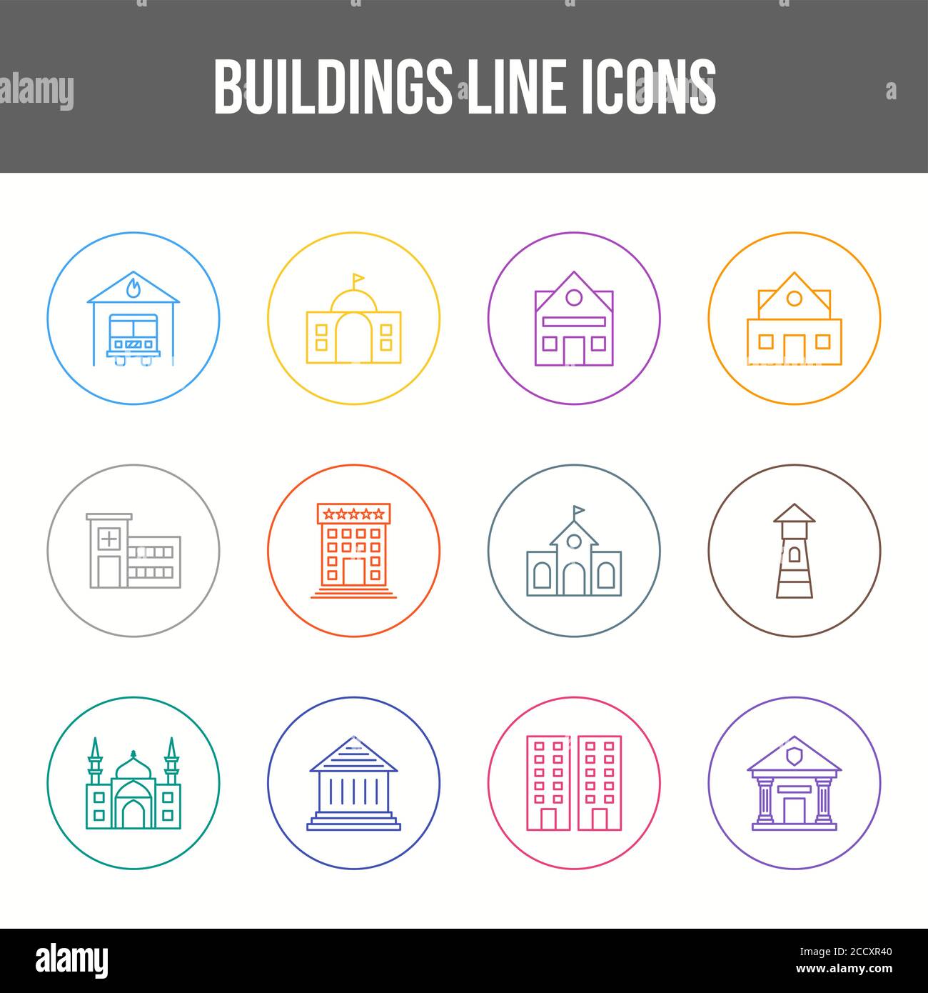Unique Buildings Line icon set Stock Vector Image & Art - Alamy